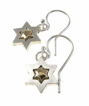 Silver/Gold Star of David Earrings - Zion Judaica