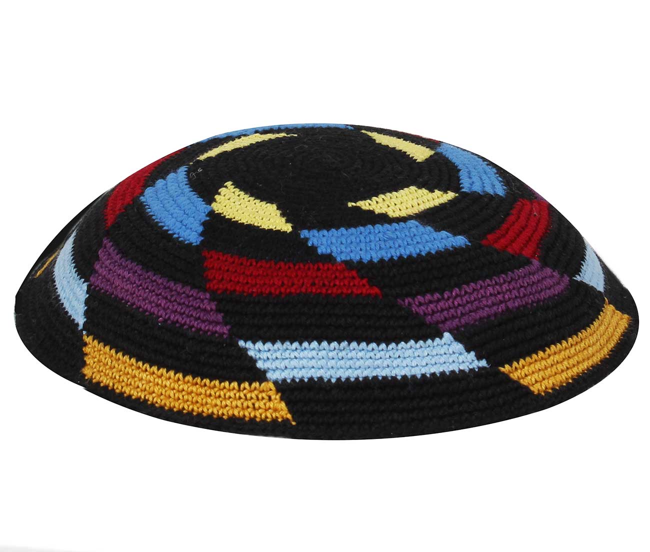 Personalized Knit Kippot – Multi Color Whirlpool - Zion Judaica